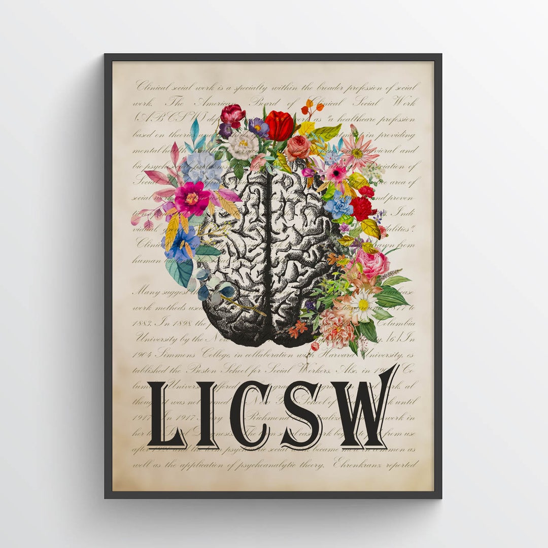LICSW With Flowers Print, Licensed Clinical Independent Social Worker ...