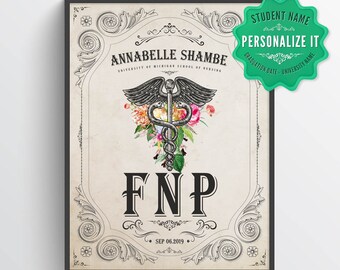 FNP With Flowers Print Family Nurse Practitioner Gift Nurse | Etsy