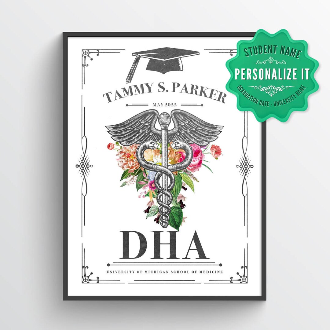 Personalized DHA With Flowers Print, Doctor of Health Administration ...