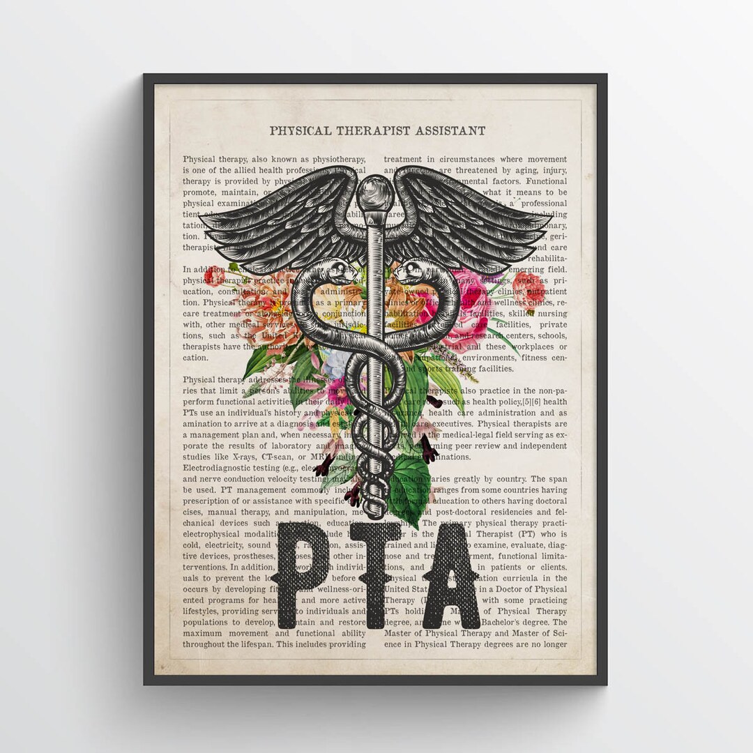 PTA With Flowers Print, Physical Therapist Assistant Gift, Physical ...