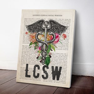LCSW With Flowers Print, Licensed Clinical Social Workers Gift, Brain ...