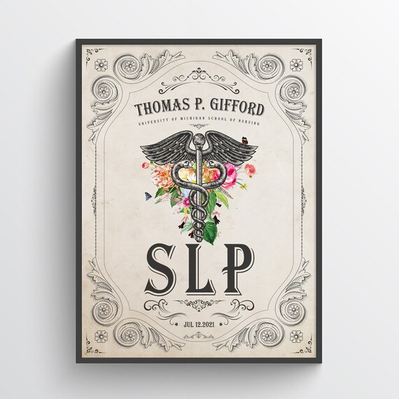 Personalized SLP With Flowers Print Speech Language | Etsy