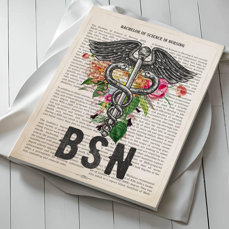 Bachelor of Science in Nursing Gift Idea, BSN With Flowers Print ...