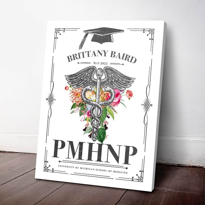 Personalized PMHNP With Flowers Print, Psychiatric Mental Health Nurse ...
