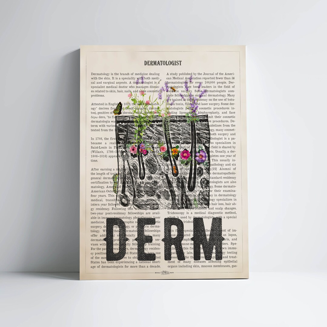 DERM Skin Anatomy Flower Print, Dermatologist Gift, Gifts for DERM ...
