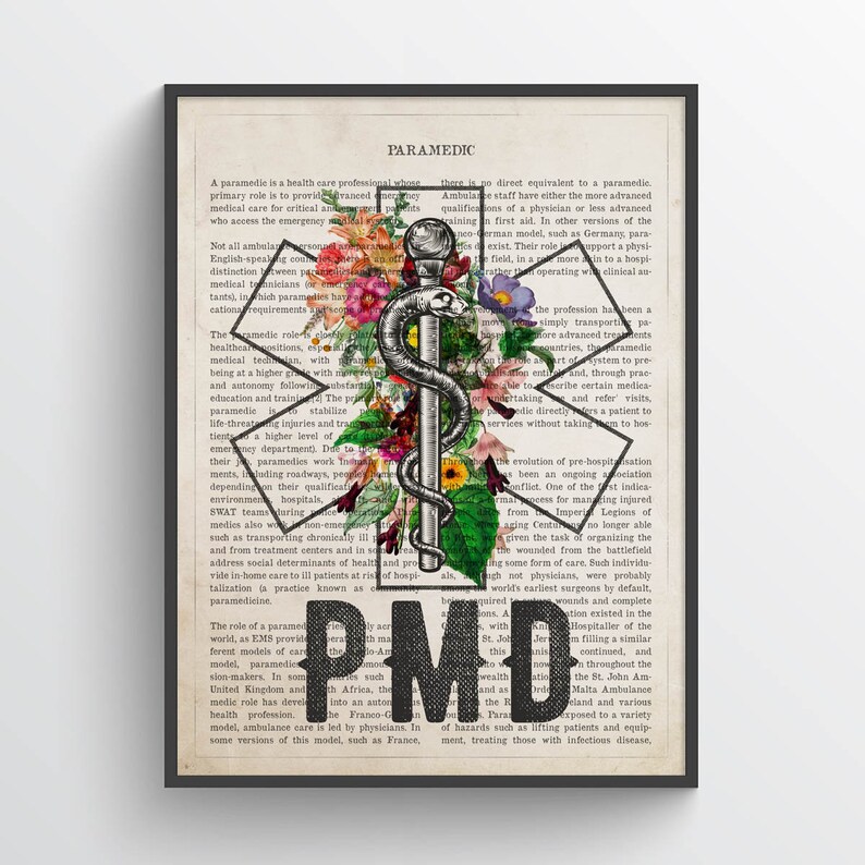 PMD With Flowers Print Paramedic Gift PMD Graduation Gift - Etsy
