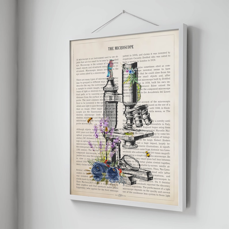 Microscope Flower Print, Medical Decor, Science Art, Biology Art ...
