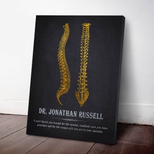 Personalized Spinal Cord Anatomy Print, Chiropractor Appreciation Gift ...