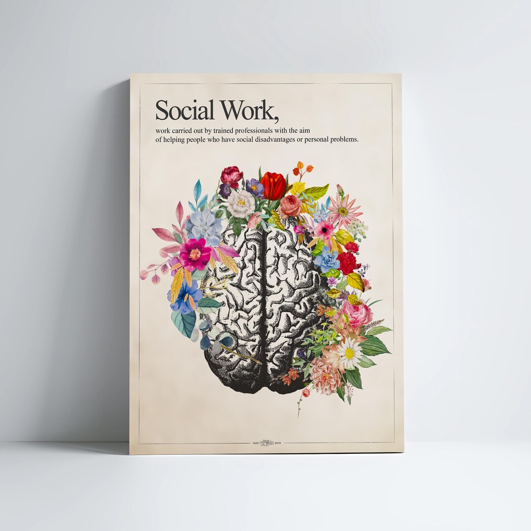 Social Work Print, Mental Health Poster, Gift for Counselors, Cerebrum ...