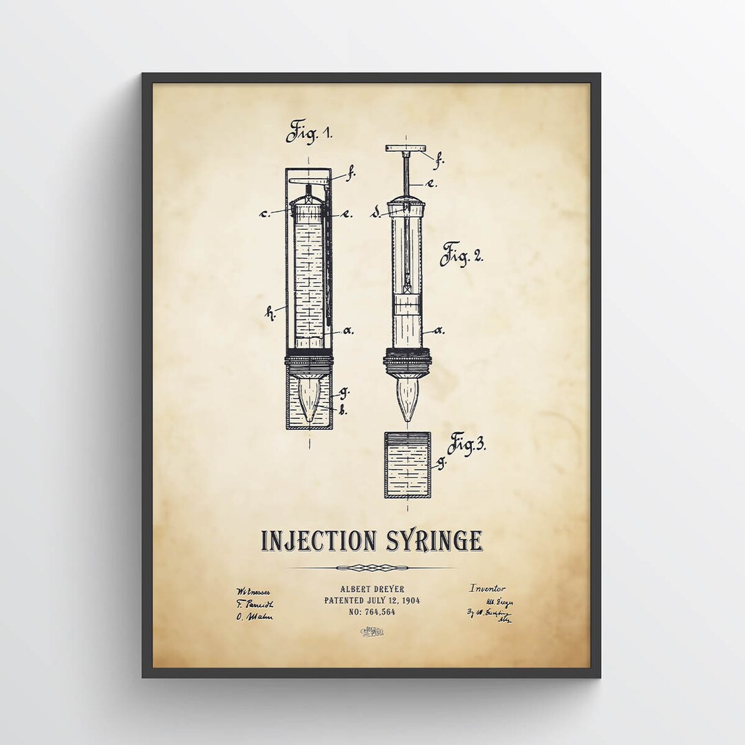 Syringe Patent Print, Medical Art, Nurse Graduation Gift, Medical ...