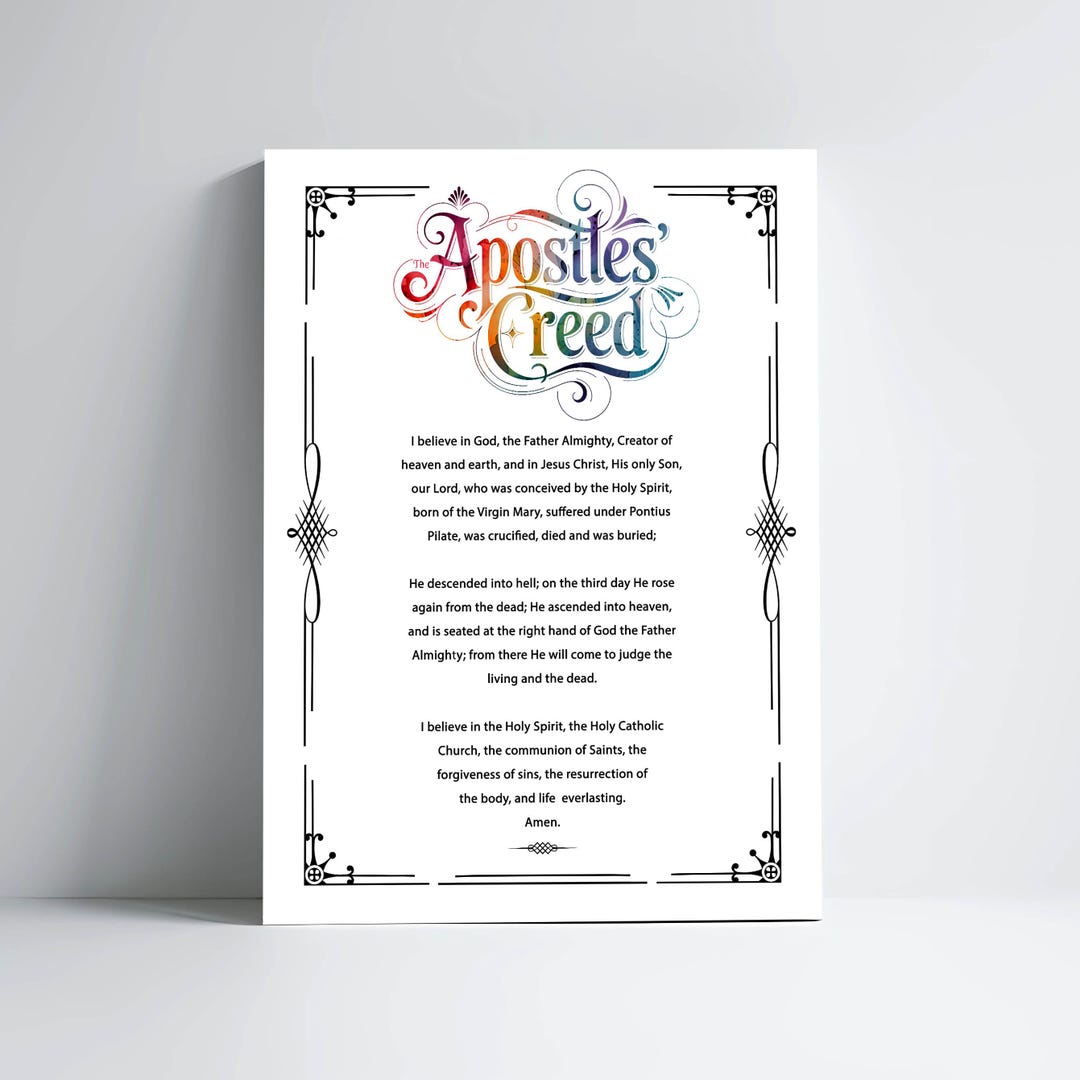 Apostles' Creed Prayer Wall Art We Believe Catholic Creed Living Room ...