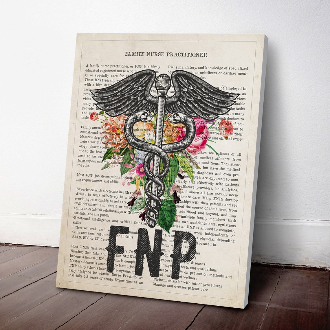 FNP With Flowers Print Family Nurse Practitioner Gift Nurse | Etsy