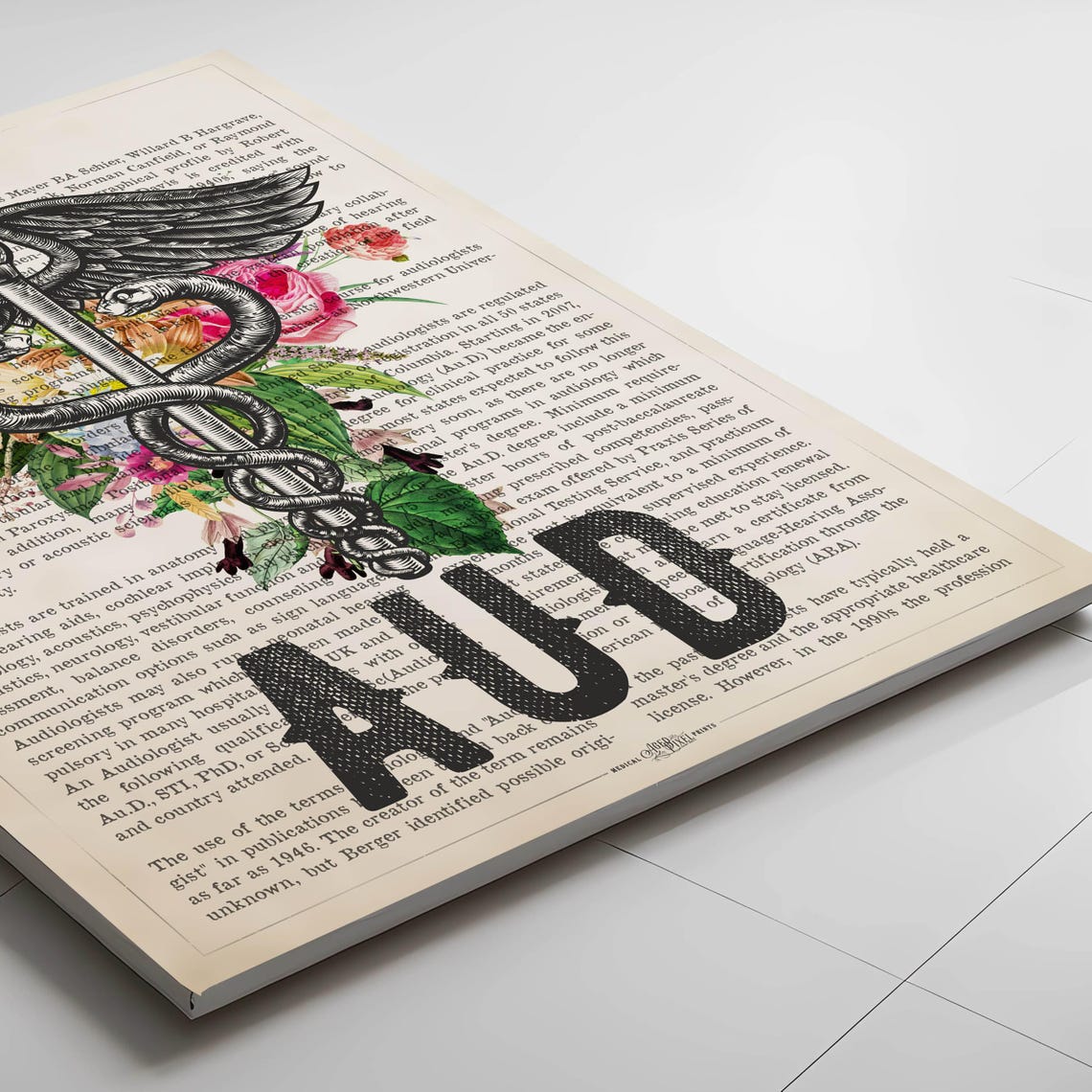 AUD With Flowers Print, Audiologist Gift, Audiology Print, Audiologist ...