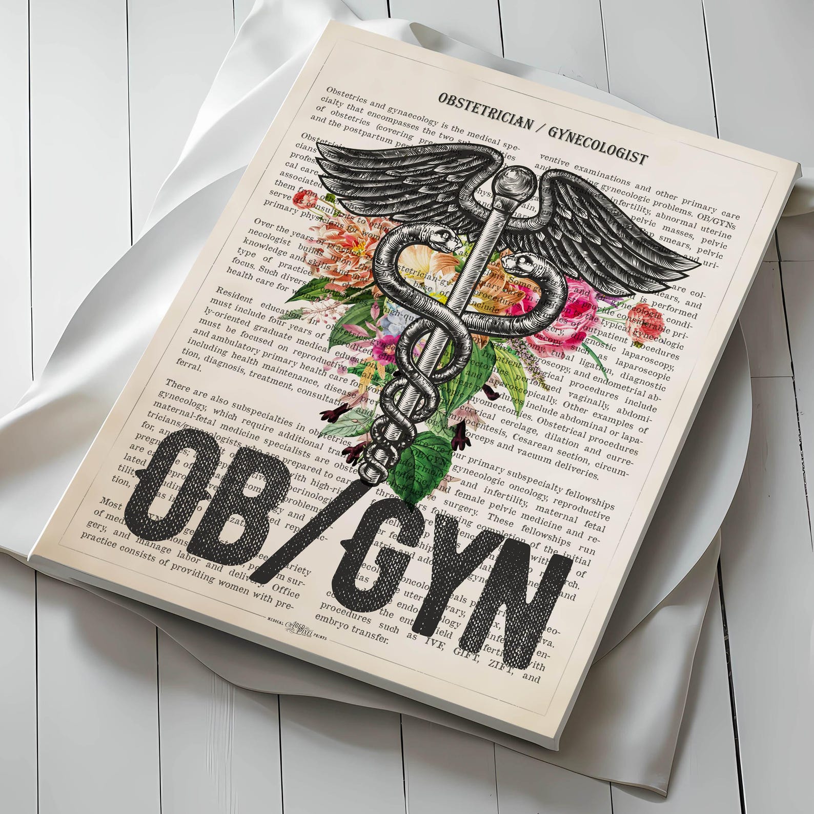 Ob-gyn With Flowers Print, Obstetrician Gynecologist Gift, Gifts for ...