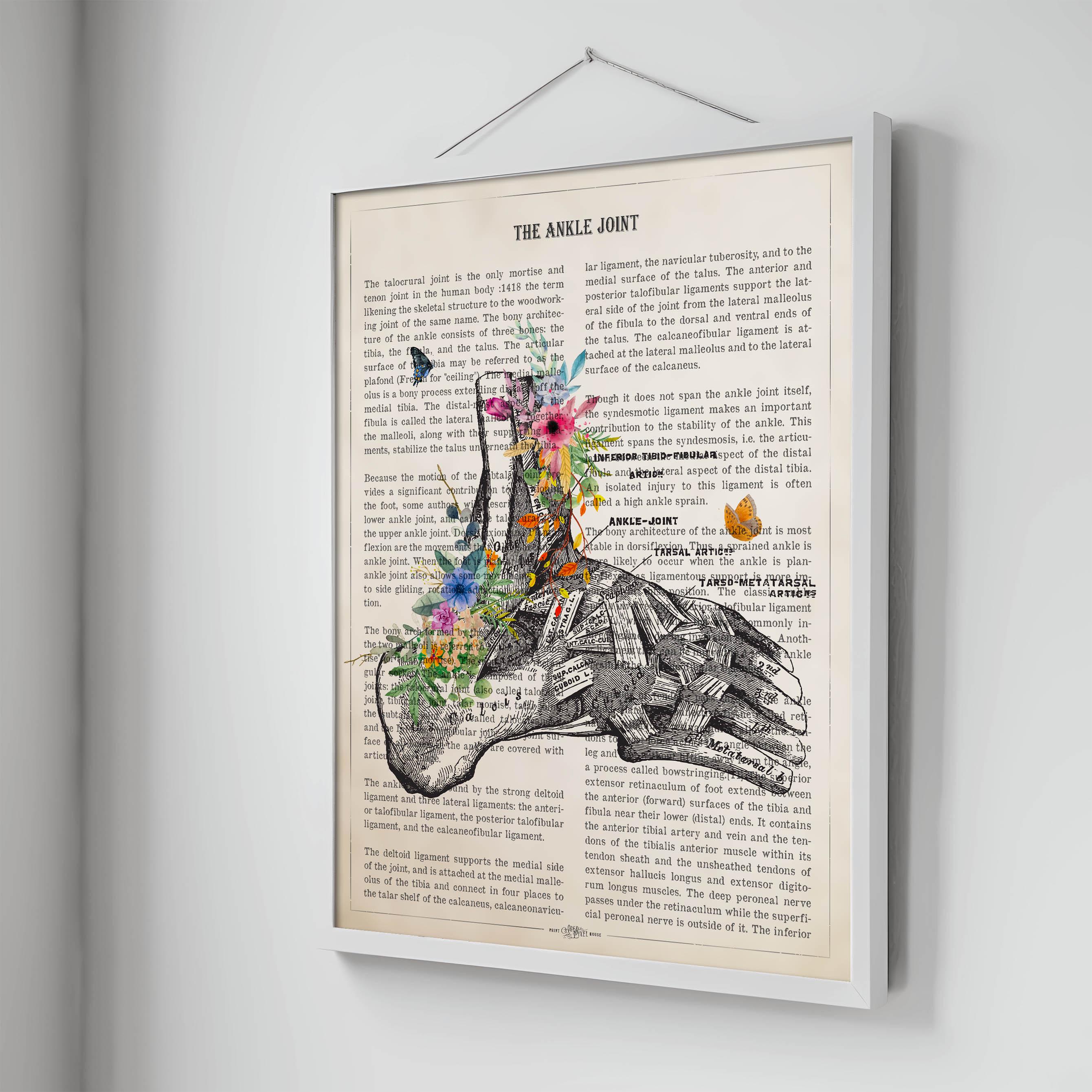 Ankle Joint Flower Anatomy Print, Podiatrist Gift, Gift for Orthopedist ...