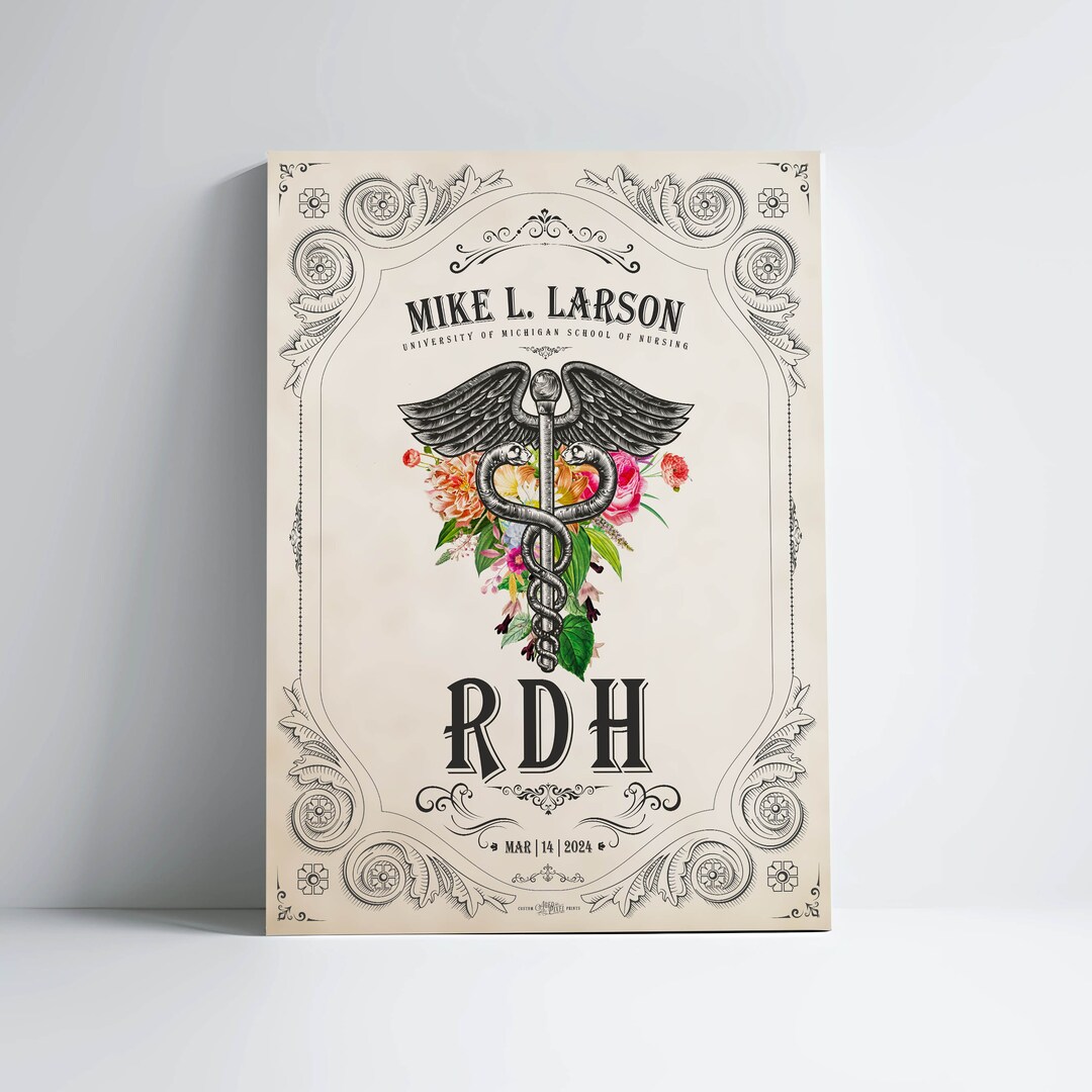 Custom RDH Graduation Print, Personalized Registered Dental Hygienist ...