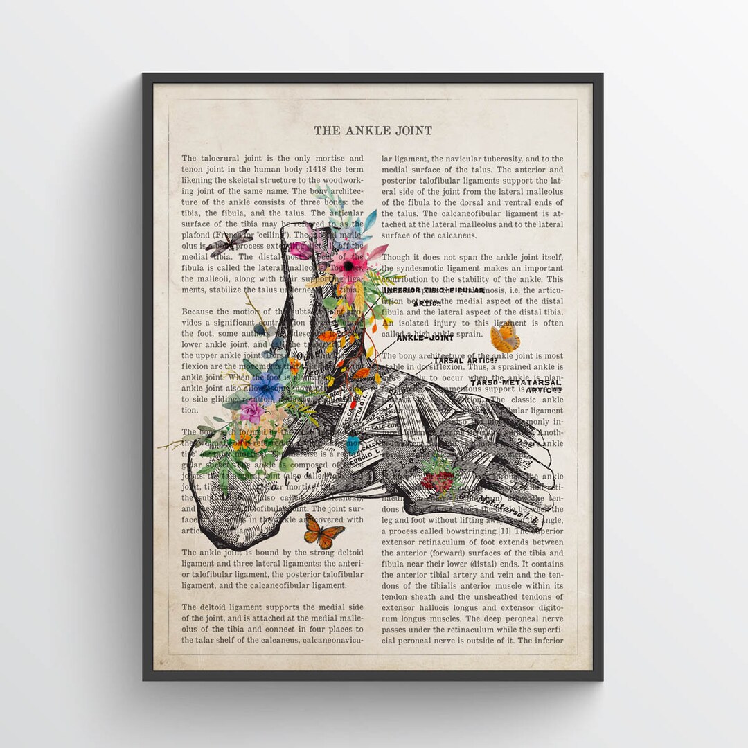 Ankle Joint Flower Anatomy Print, Podiatrist Gift, Gift for Orthopedist ...