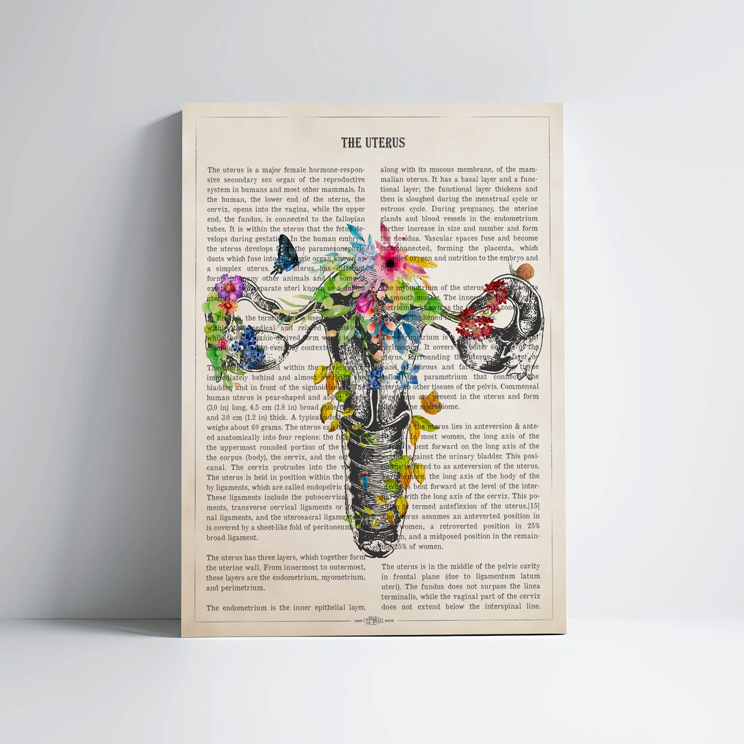 Uterus Anatomy Flower Print, Female Reproductive System, Pregnancy Gift ...