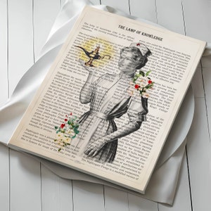 Lamp of Knowledge Print, Nurses Lamp Art, Florence Nightingale Lamp of ...
