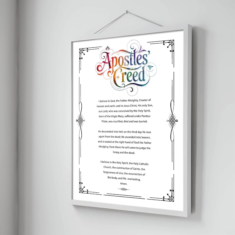 Apostles' Creed Prayer Wall Art We Believe Catholic Creed Living Room ...