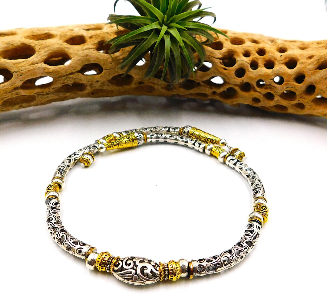 Silver Choker Necklace, Memory Wire Choker Necklace, Wire Wrap Necklace ...