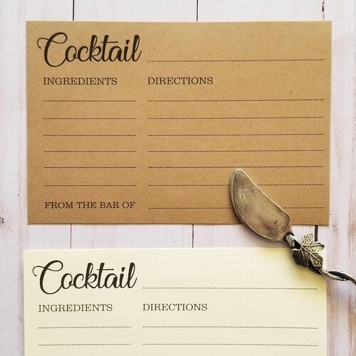Cocktail Recipe Card Printable Template for Brewery Shower | Etsy