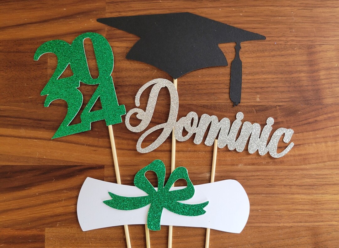 4 Piece personalized GRADUATION STICKS 2024 Cap Name Diploma ...