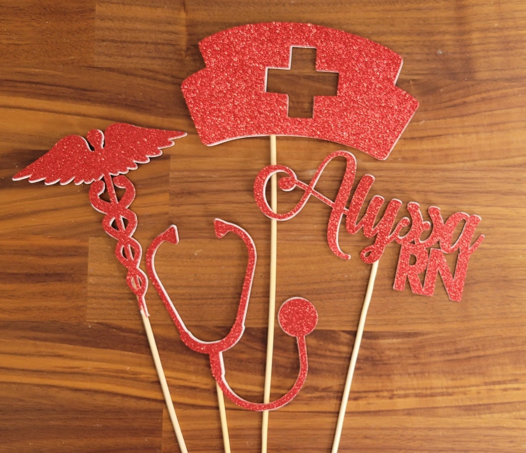 4 Piece NURSE GRADUATION Centerpiece Sticks | Personalized | Name ...