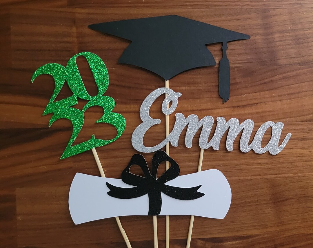 4 Piece personalized GRADUATION STICKS 2023 Cap Name Diploma ...