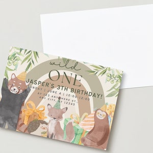 Editable Animal Birthday Card Template, Digital File , Woodland Animals ...