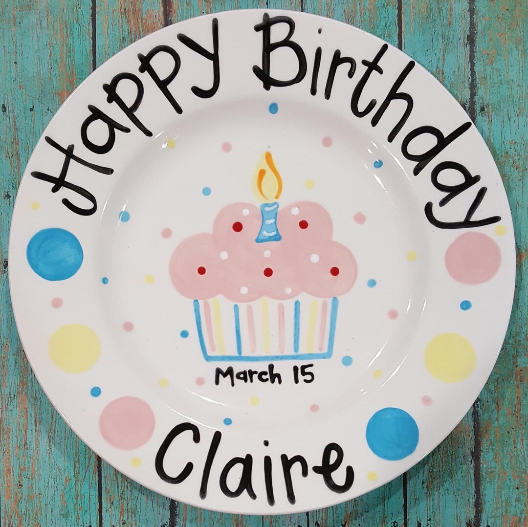 8 Personalized Ceramic Birthday Plate Happy Birthday - Etsy