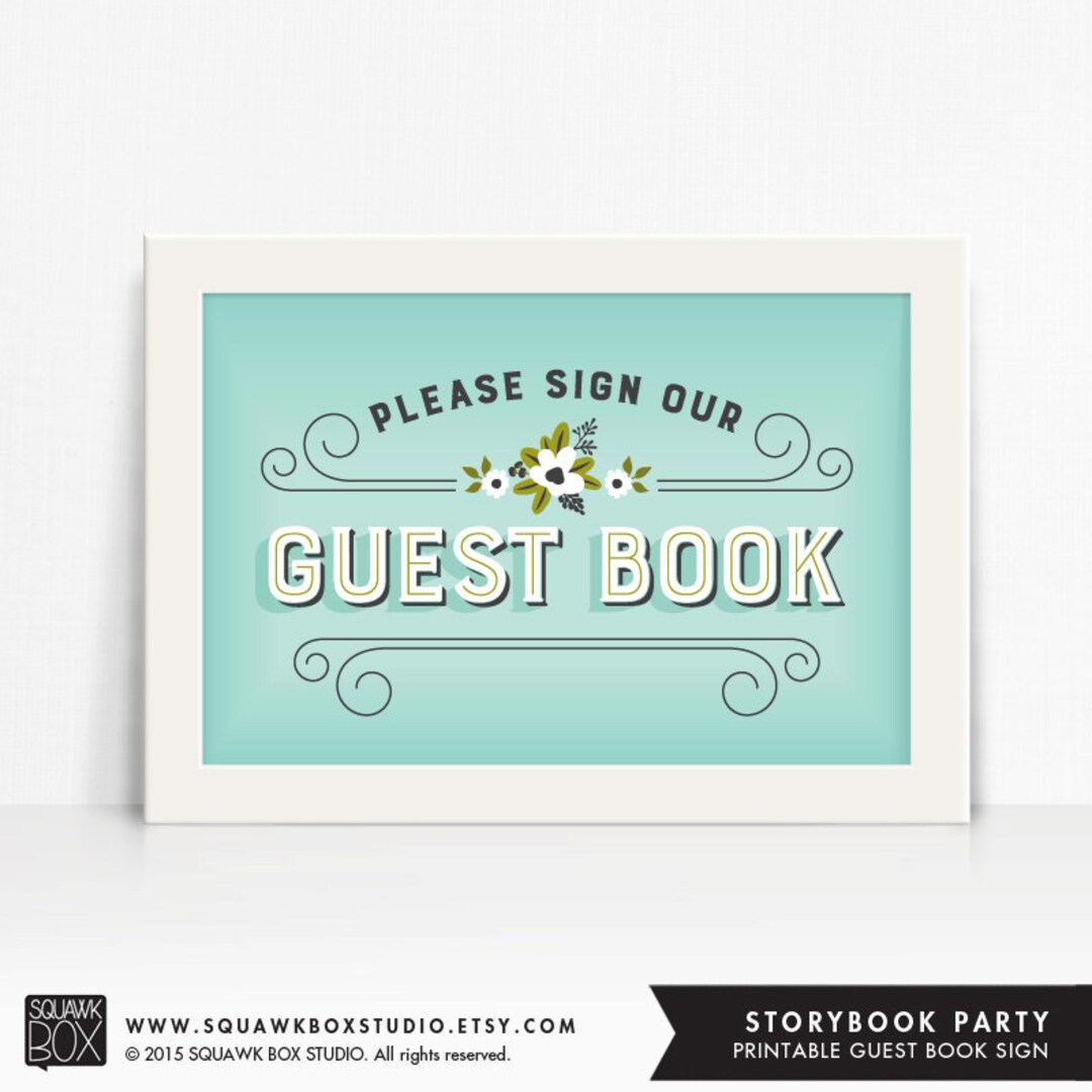 4x6 Storybook Guest Book Table Sign – Blue – Printable 4x6 Sign by ...