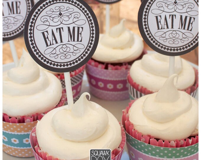 Cupcake Toppers Eat Me Printable 2 Inch Circle Labels by Squawk Box ...