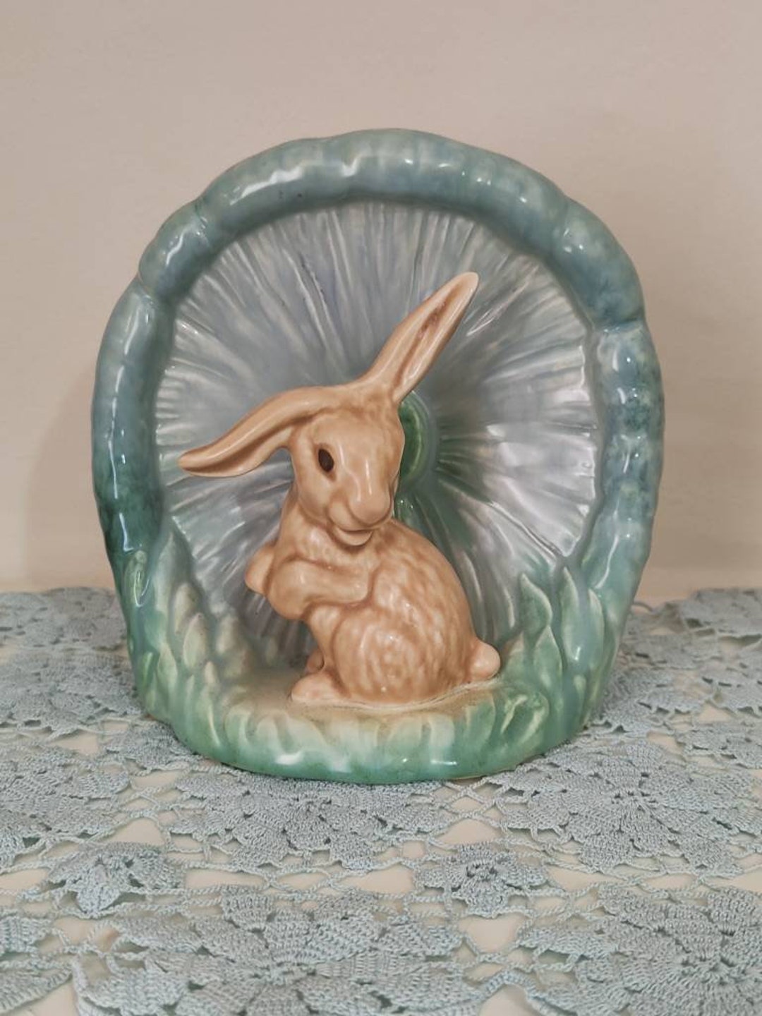 Vintage Sylvac 1510 Blue and Green Mushroom With Bunny Rabbit - Etsy