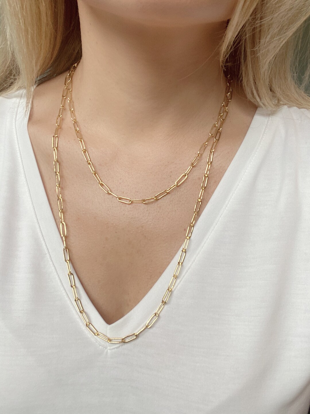 Gold Chain Link Necklace Thick Rectangle Chain Necklace - Etsy