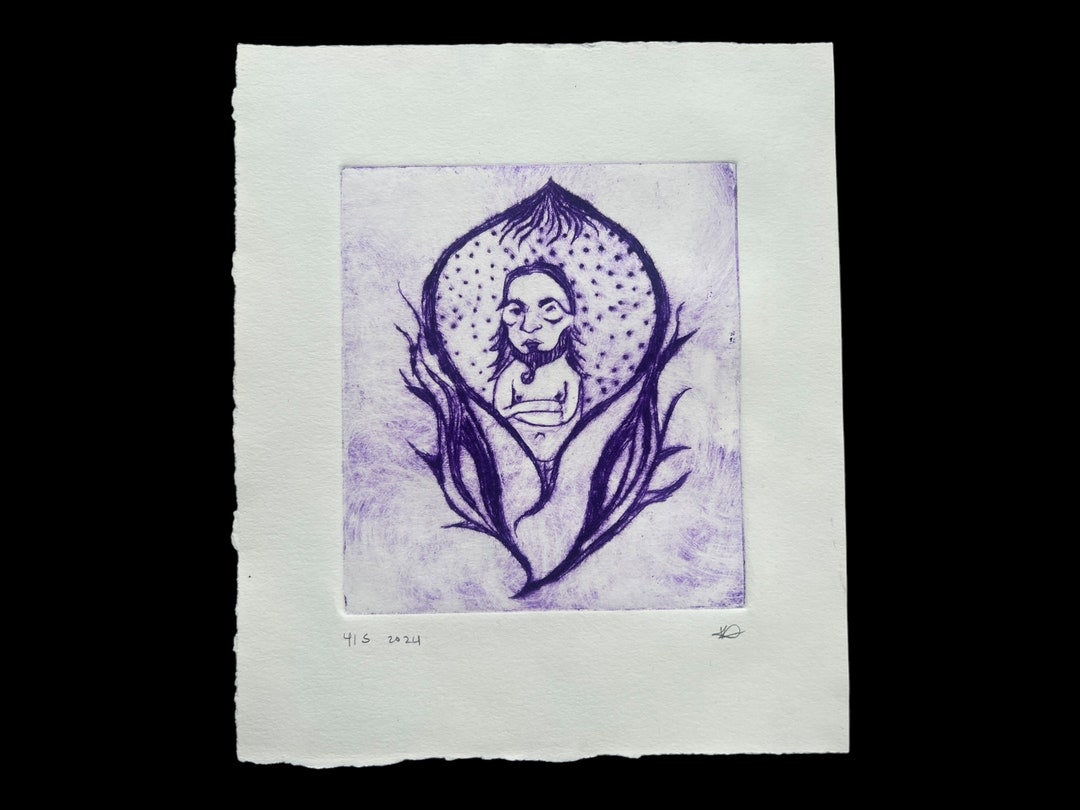 Shell Man Drypoint Etching on Cotton Paper - Etsy