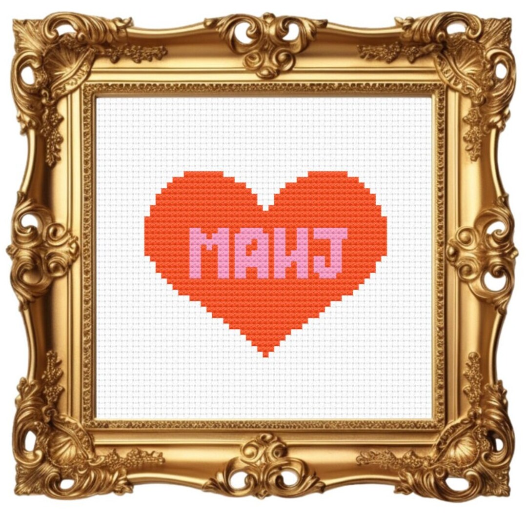 Mahjong Heart Needlepoint Cross Stitch Counted Pattern - Etsy
