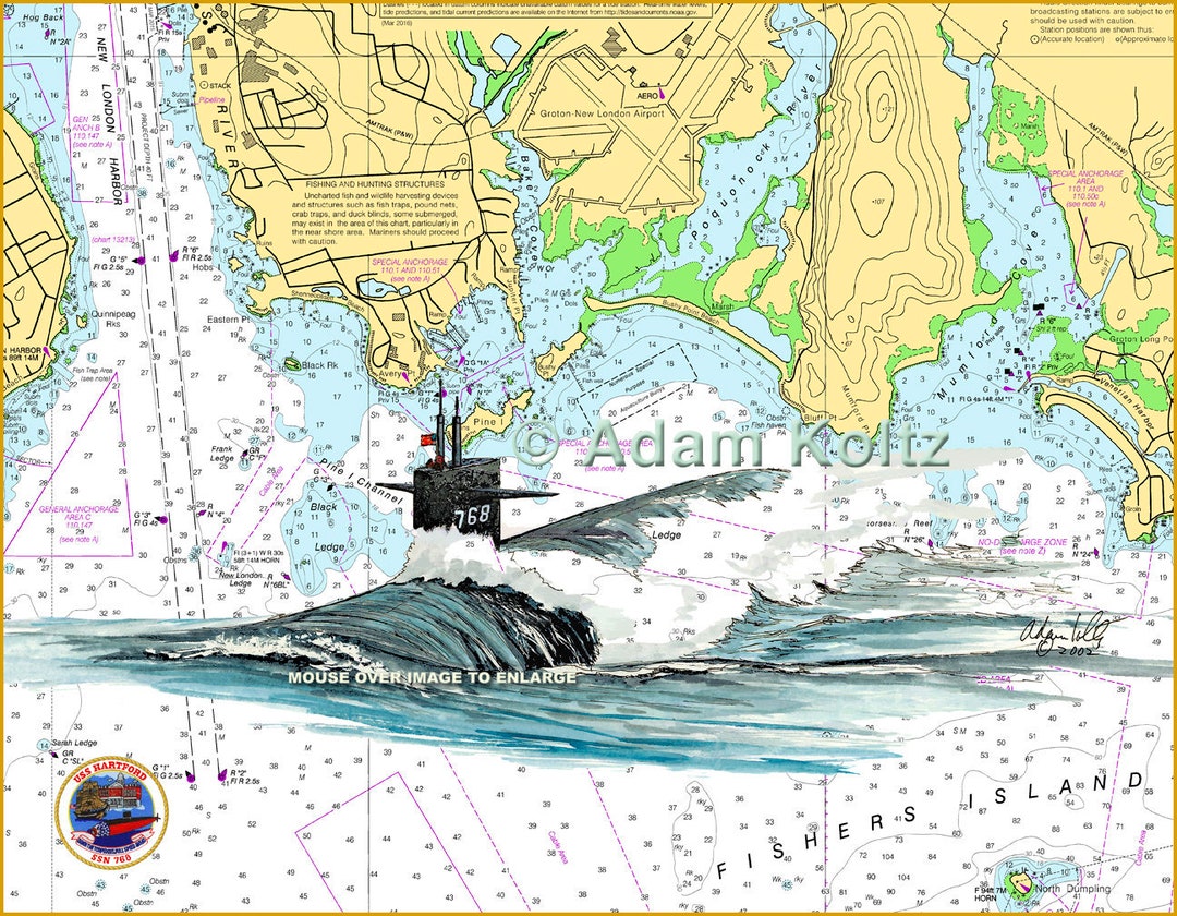USS Hartford SSN-768 Museum Quality Giclée Print of Watercolor Painting ...