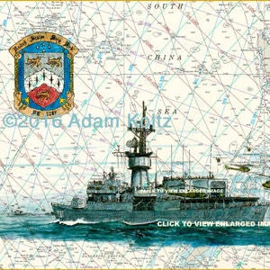 USS Kirk FF-1087 Destroyer Escort Giclée Print on Nautical Chart of ...