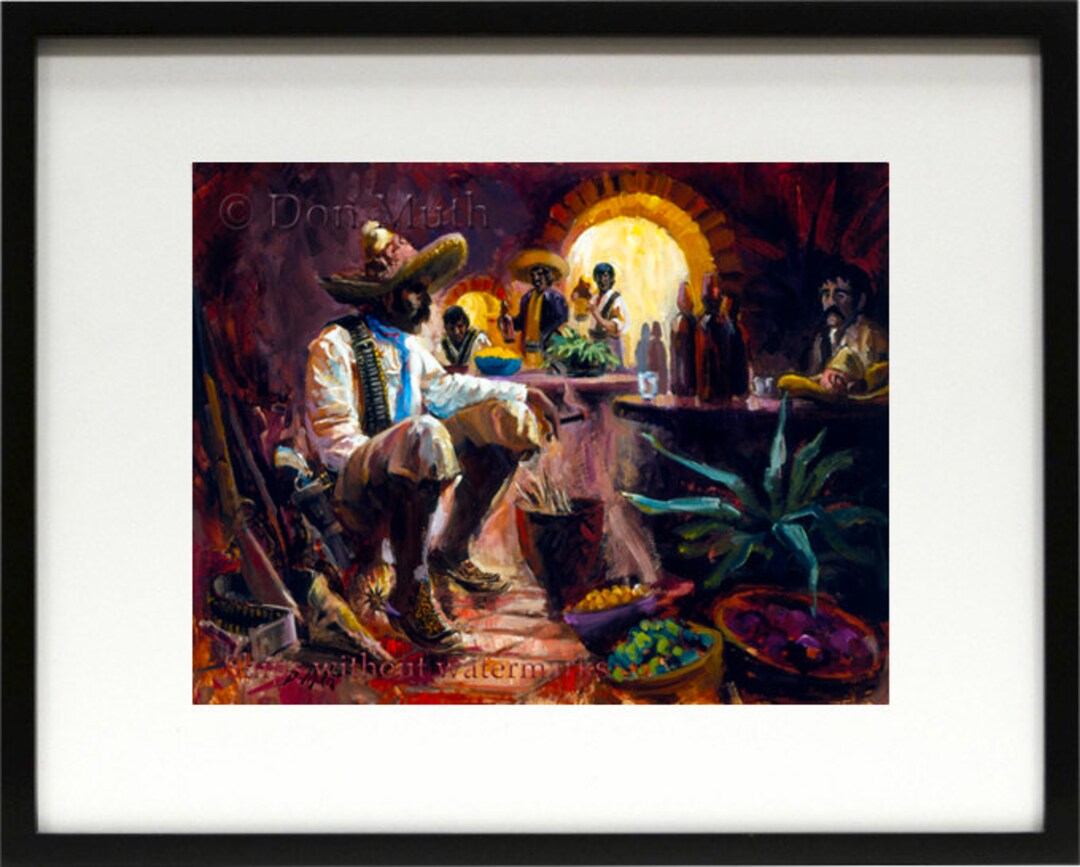 Pancho Villa En Cantina - Museum Quality Giclée Print of Oil Painting ...