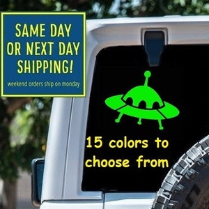 ALIEN SPACESHIP Sticker Decal Car Window MacBook Laptop Tablet iPad ...