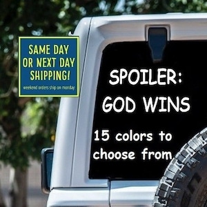 Funny SPOILER GOD WINS Sticker Decal Car Window MacBook Laptop Tablet ...
