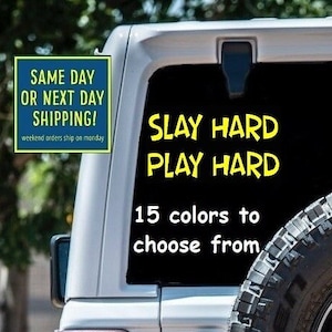 Slay Hard Play Hard Laptop Tablet MacBook iPad Sticker Decal - Etsy