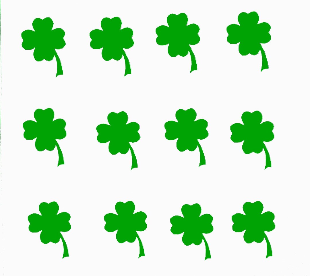 St Patrick's Day 12 Pc. 2" Tall Shamrocks 4 Leaf Clovers Sticker Decal ...