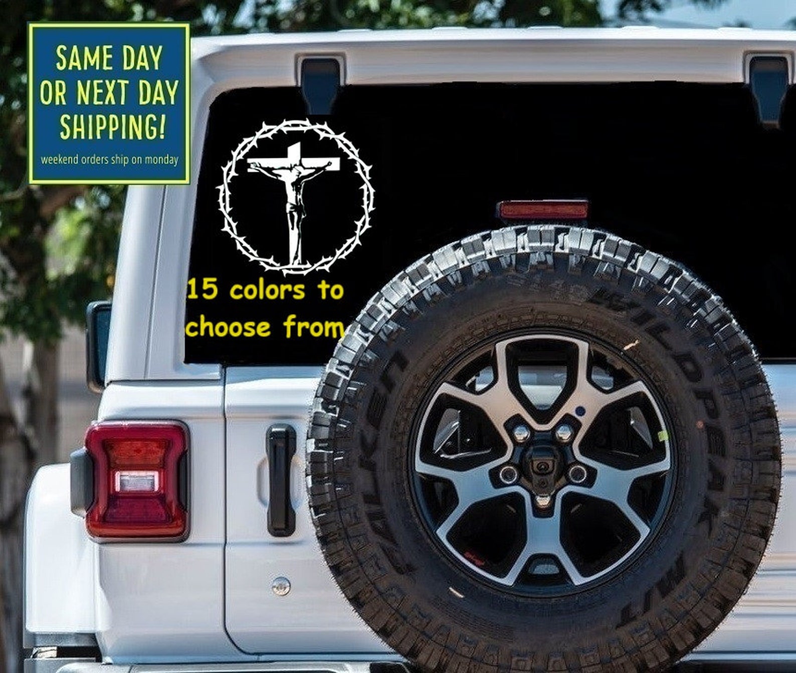 JESUS CROSS CROWN of Thorns Sticker Decal Car Window MacBook iPad ...