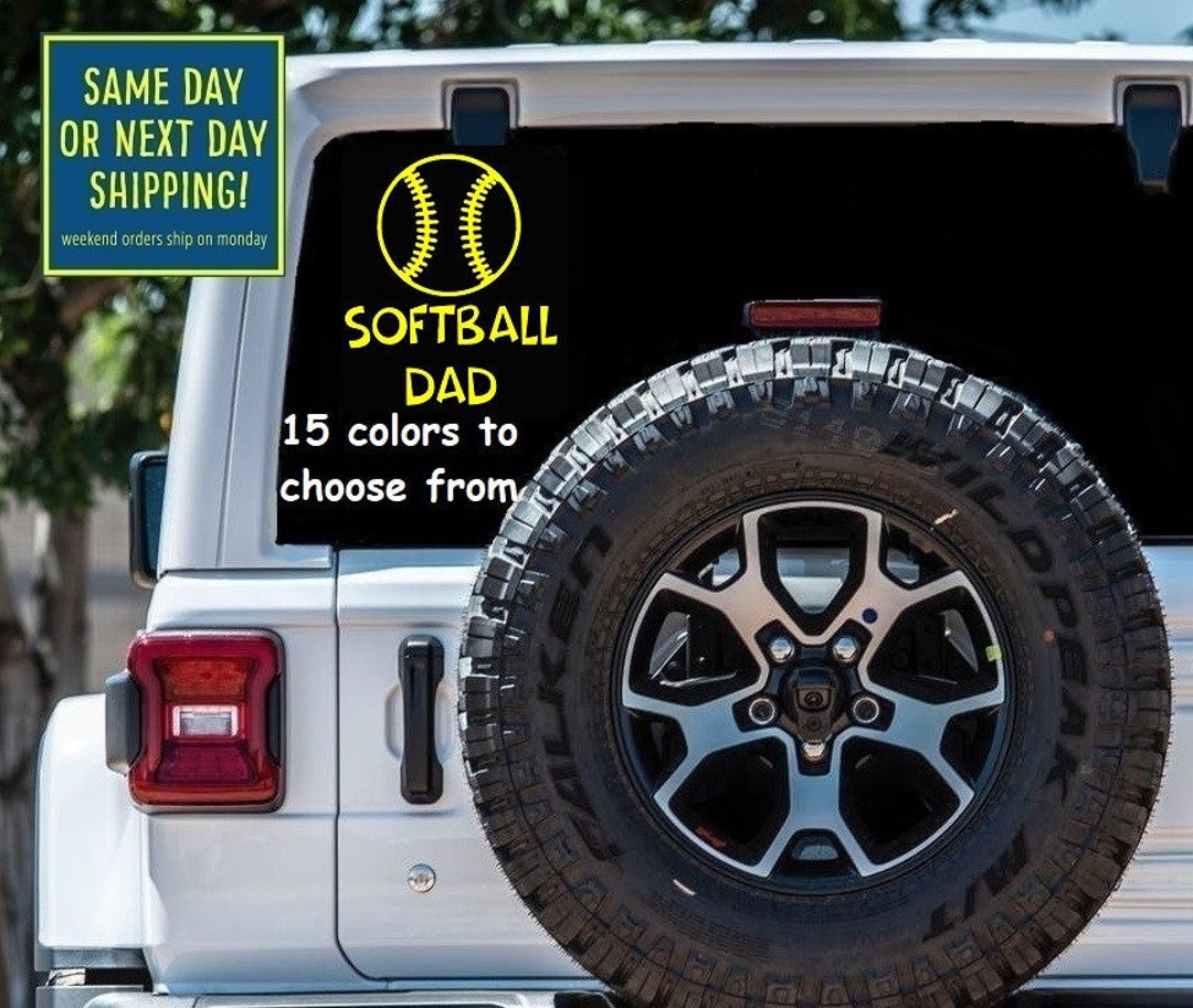 GIRLS SOFTBALL DAD Sticker Decal Car Window MacBook Laptop Tablet iPad ...