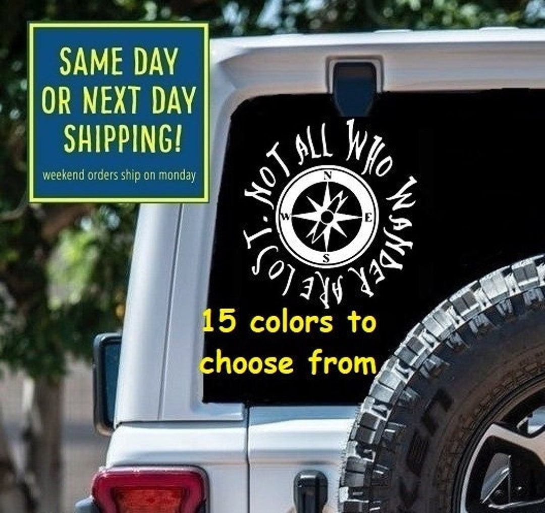Not All WHO WANDER Are Lost Compass Sticker Decal Car Window MacBook ...