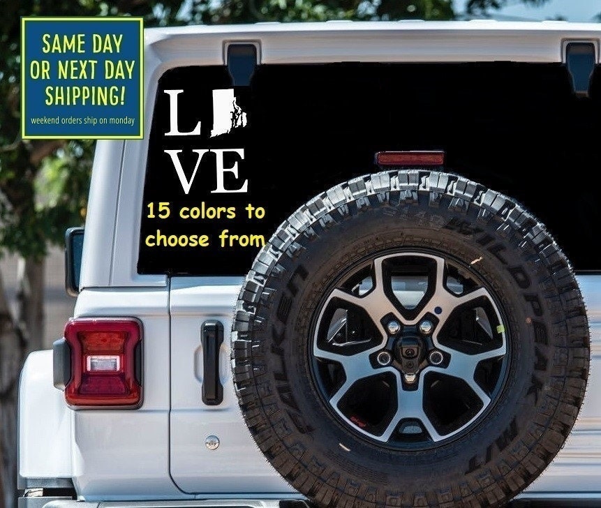 LOVE RHODE ISLAND Sticker Decal Car Window MacBook Laptop Tablet iPad ...
