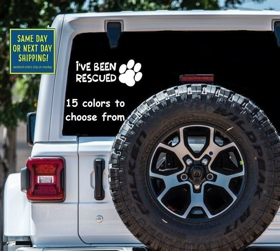 RESCUE Animal I've Been Rescued Sticker Decal Car Window MacBook iPad ...