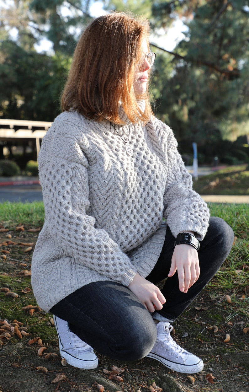 Light Grey Womens Winter Sweater. Handknitted Cozy Sweater. Womens ...